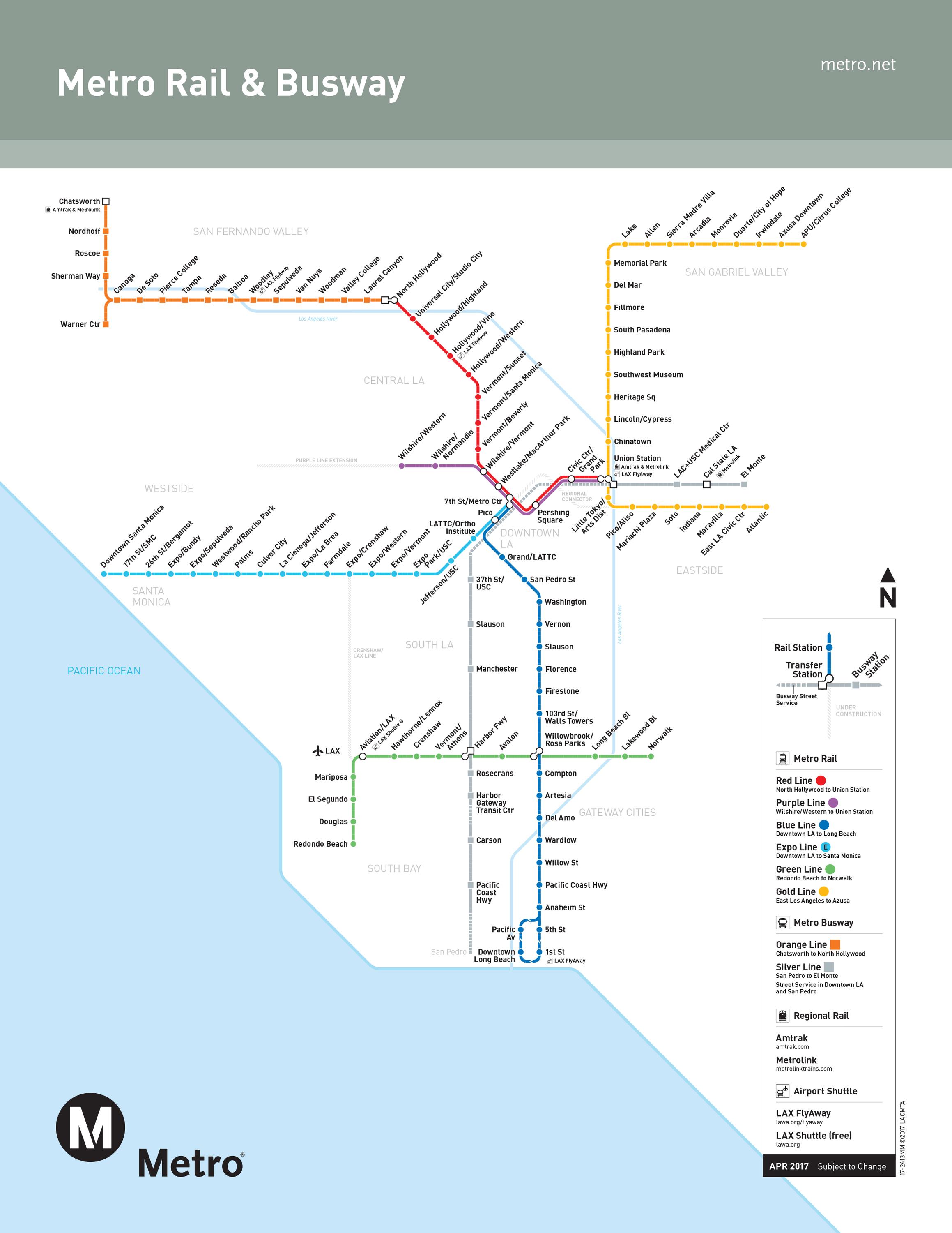 Lax plan du métro - Lax carte du métro (Californie - etats-unis)